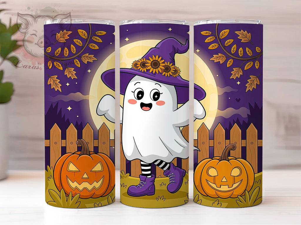 Cute Spooky Autumn Halloween Ghost Tumbler, Autumn Halloween Wrap ...