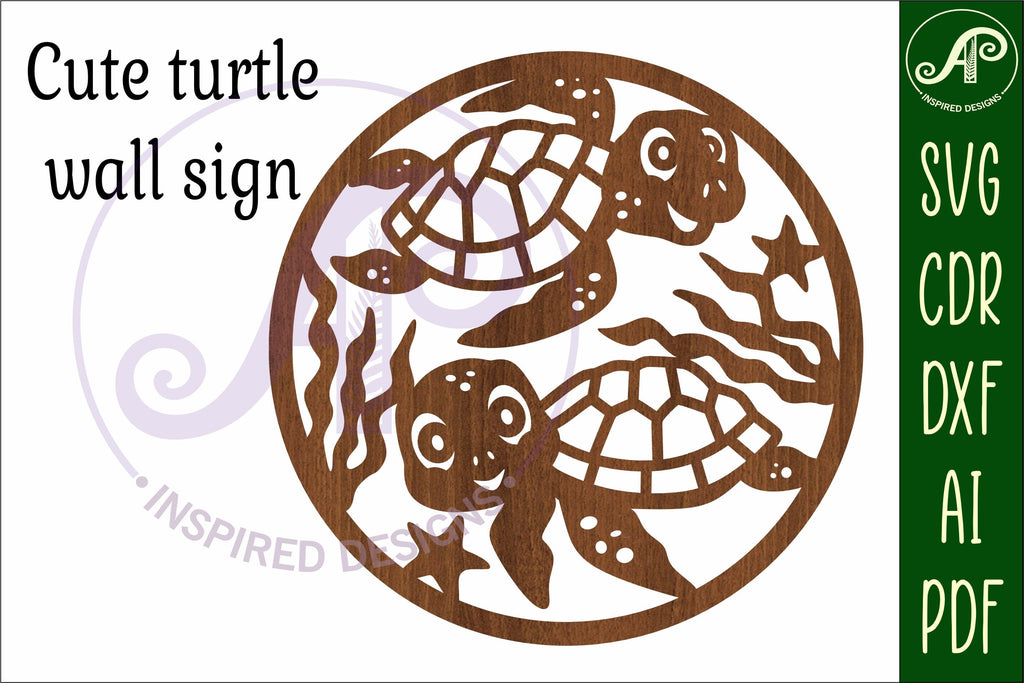 Cute turtle wall art sign, SVG file. vector file - So Fontsy