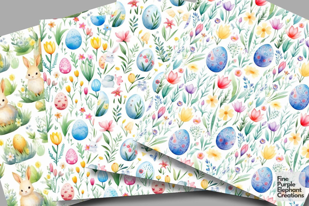 Cute Watercolor Easter Textures Digital Paper | Spring Pastel Eggs - So ...