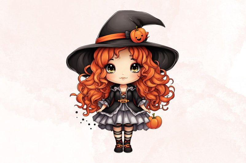 Cute Witch Halloween Sublimation Clipart Bundle - So Fontsy