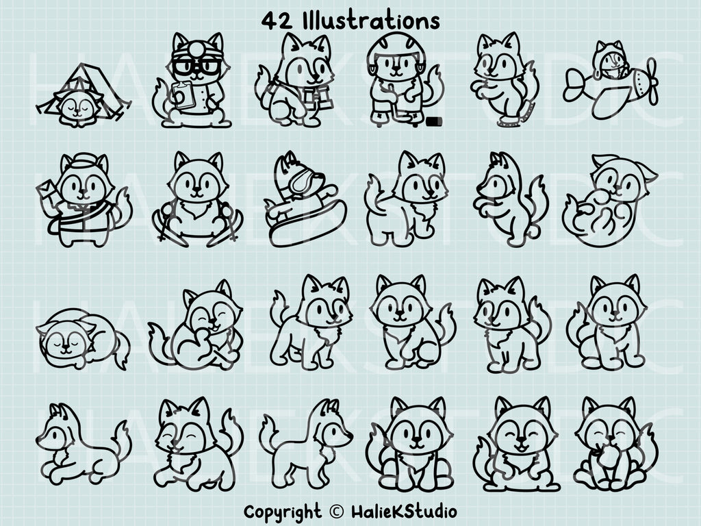 Cute Wolf SVG Design Set - Wolf SVG Download - So Fontsy