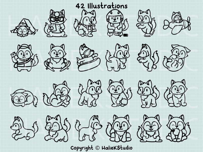 Cute Wolf SVG Design Set - Wolf SVG Download - So Fontsy