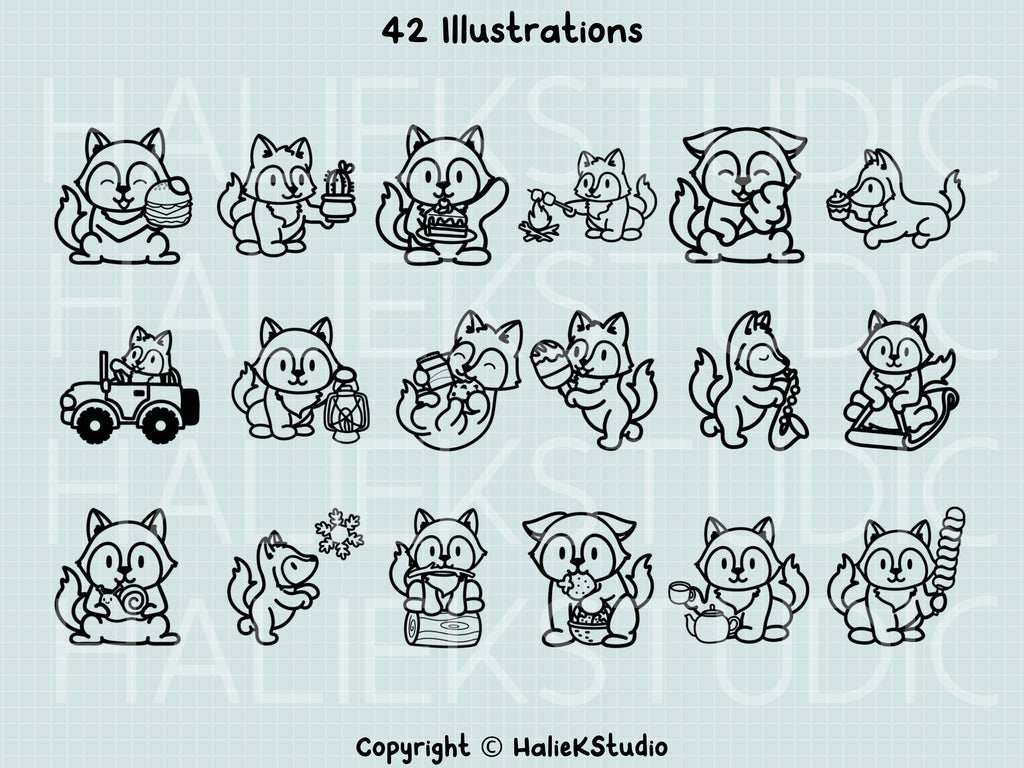 Cute Wolf SVG Design Set - Wolf SVG Download - So Fontsy