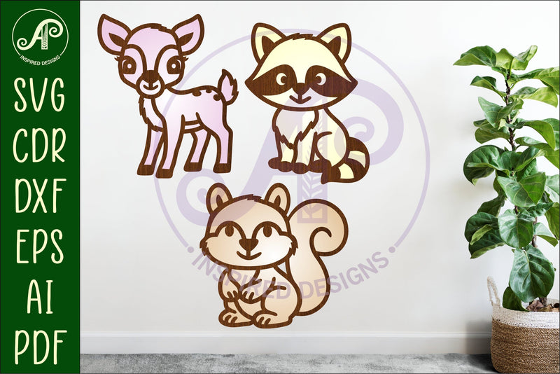 Cute woodland animals, SVG laser cut file d2 - So Fontsy