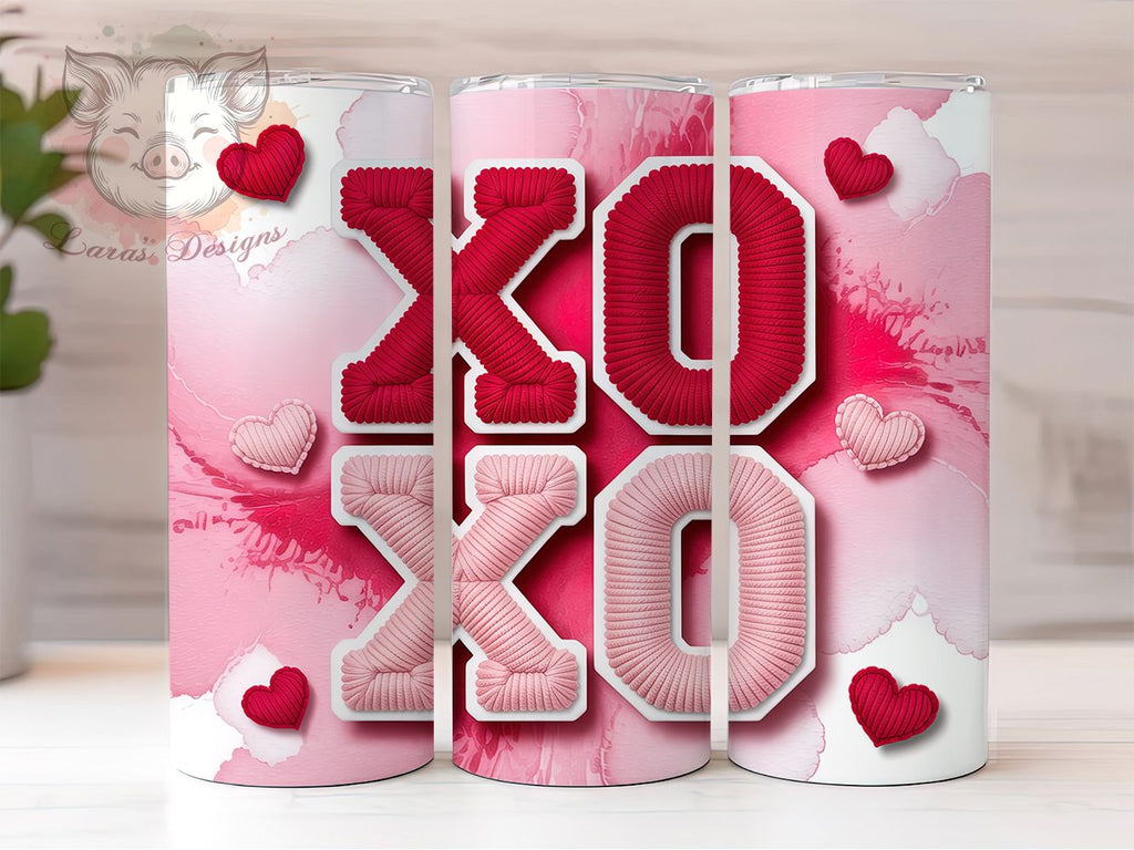 Cute XOXO Valentine Hearts Tumbler, Love Hug Kiss Wrap, Cute Hearts Cup ...