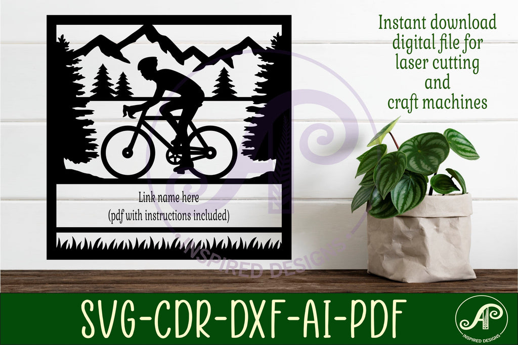 Cycling male Name sign svg laser cut template - So Fontsy