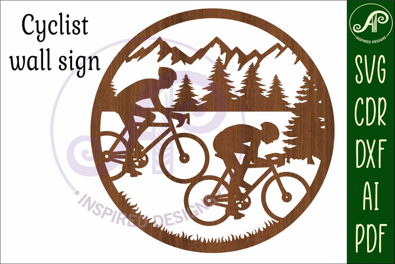 Cyclist wall art sign, SVG file. vector file - So Fontsy