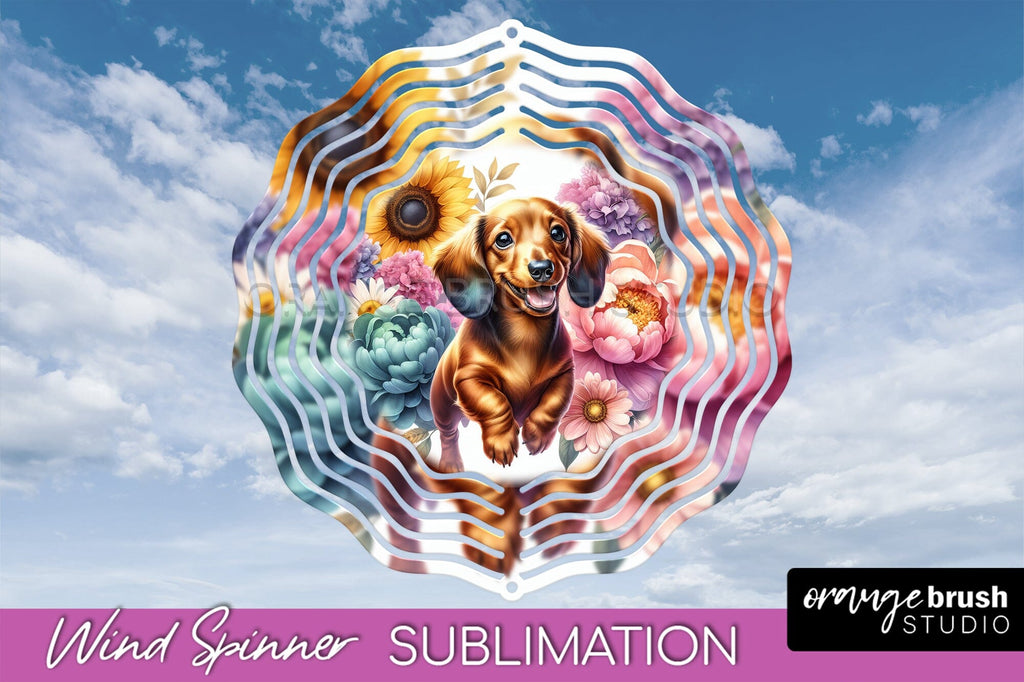 Dachshund Wind Spinner, Dog Mom Floral Wind Spinner Sublimation - So Fontsy