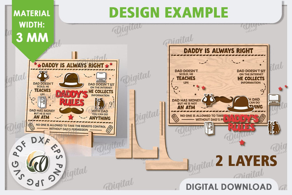 Daddy's Rules SVG. Funny Rules Plaque Laser Cut. Rules Sign - So Fontsy