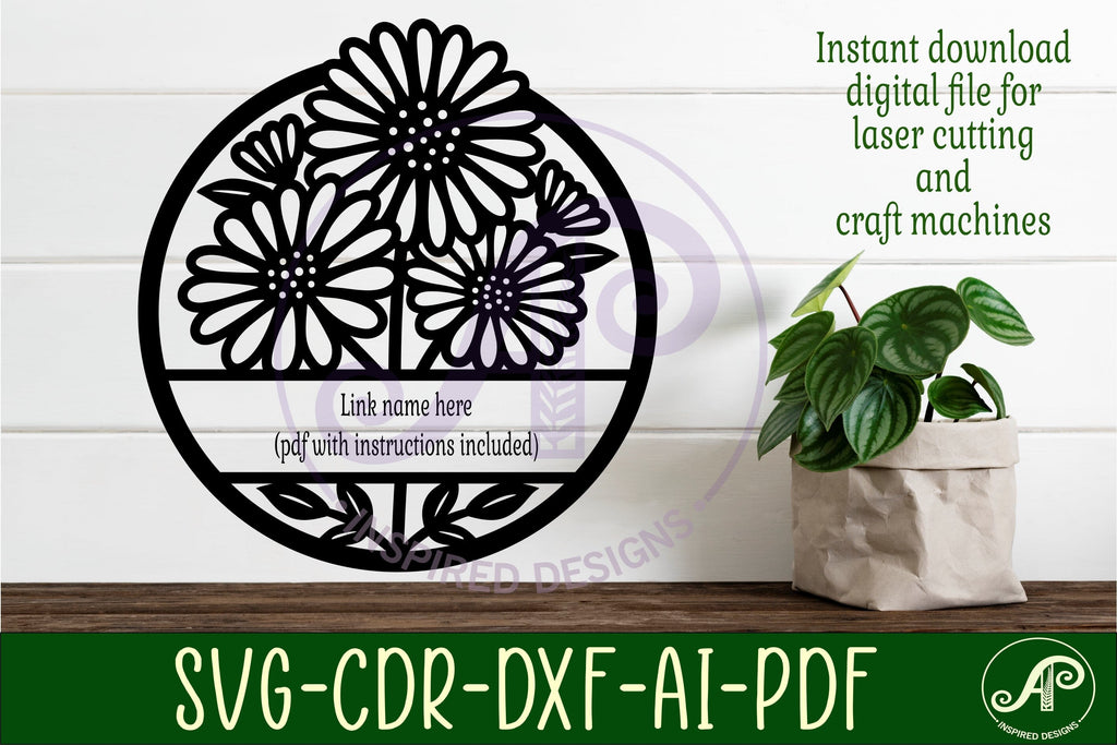 Daisies name sign design for laser cutting - So Fontsy