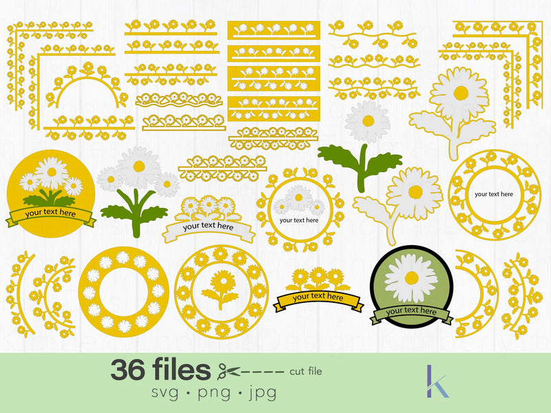 Daisy borders, stencils and frames svg bundle - So Fontsy