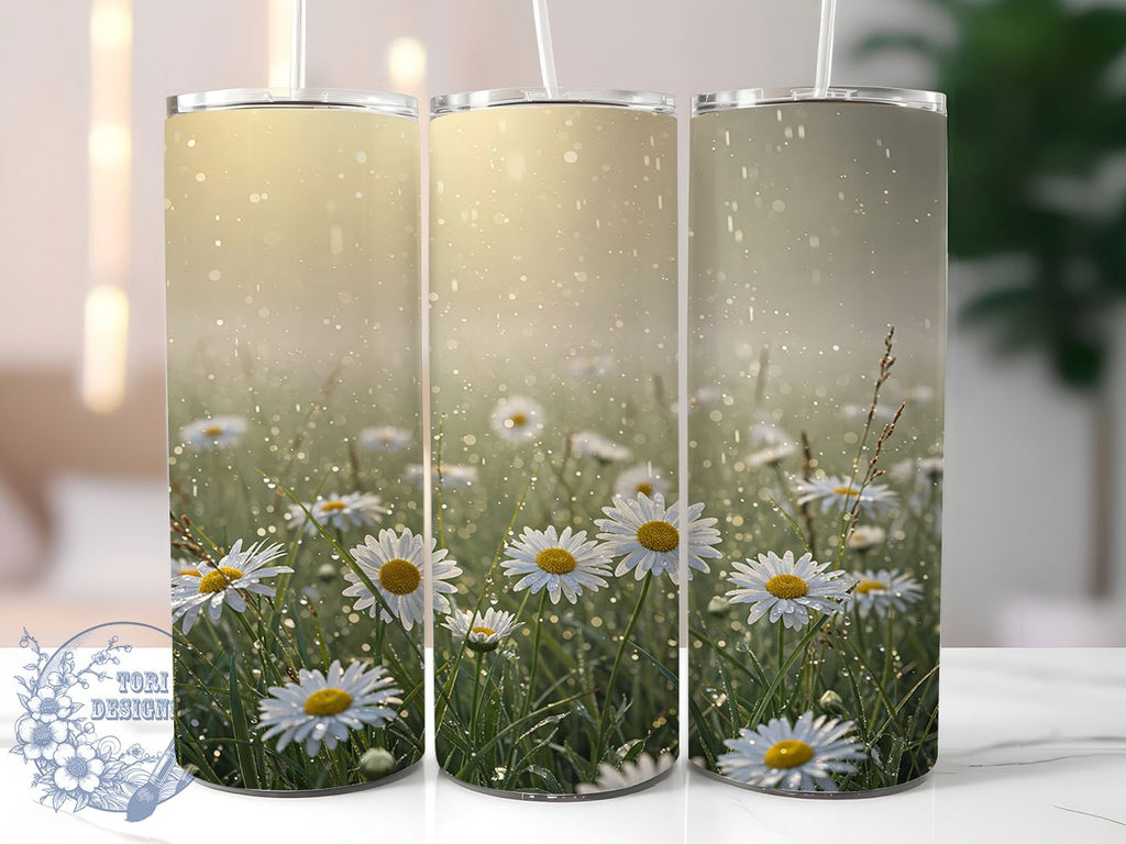 Daisy Flower Tumbler Wrap Design, Flower Tumbler Design, 20oz Daisy Wrap, Floral Tumbler PNG ...