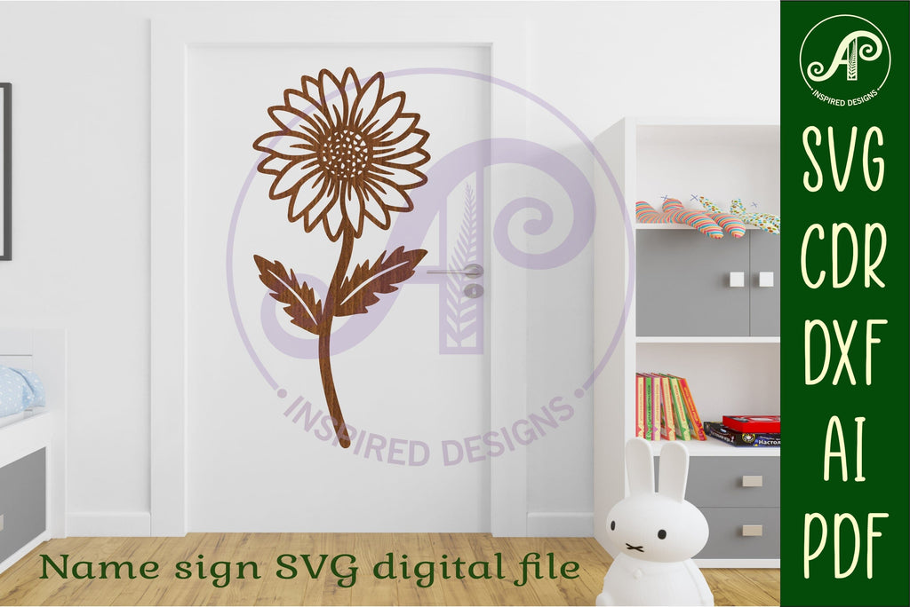 Daisy flower wall sign svg laser cut file - So Fontsy