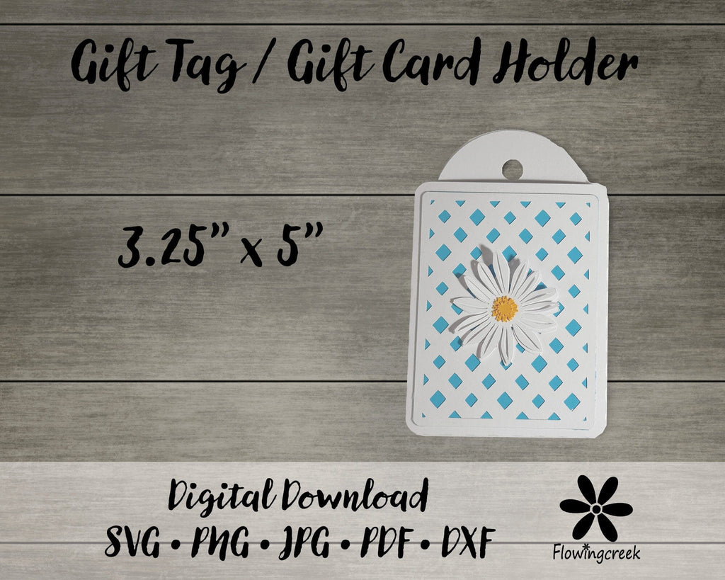 Daisy Lattice Gift Tag Gift Card Holder SVG Cut File - So Fontsy