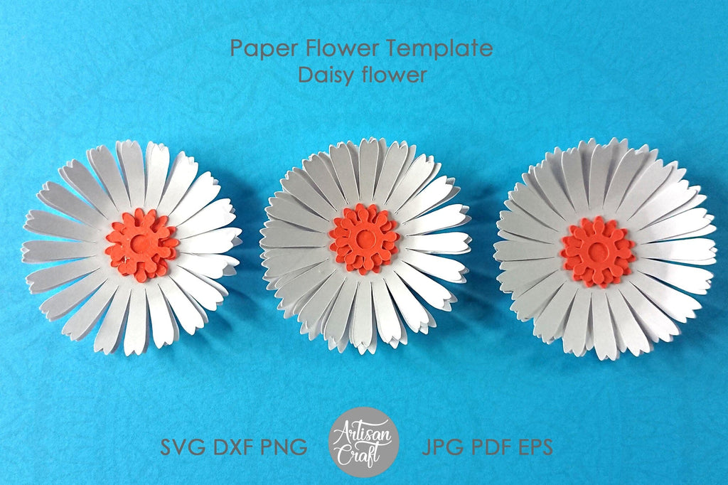 Daisy paper flower template, Paper Daisy SVG | So Fontsy
