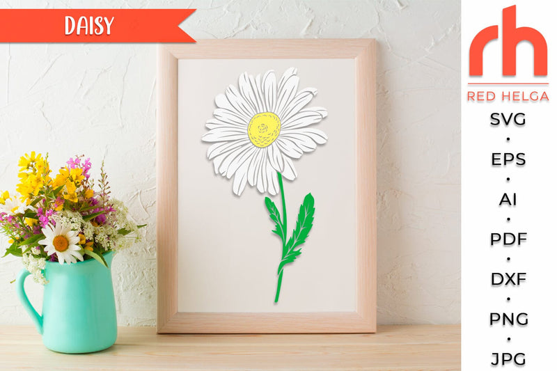 Daisy SVG, Aries Flower Cut File, April Birth Flower DXF - So Fontsy