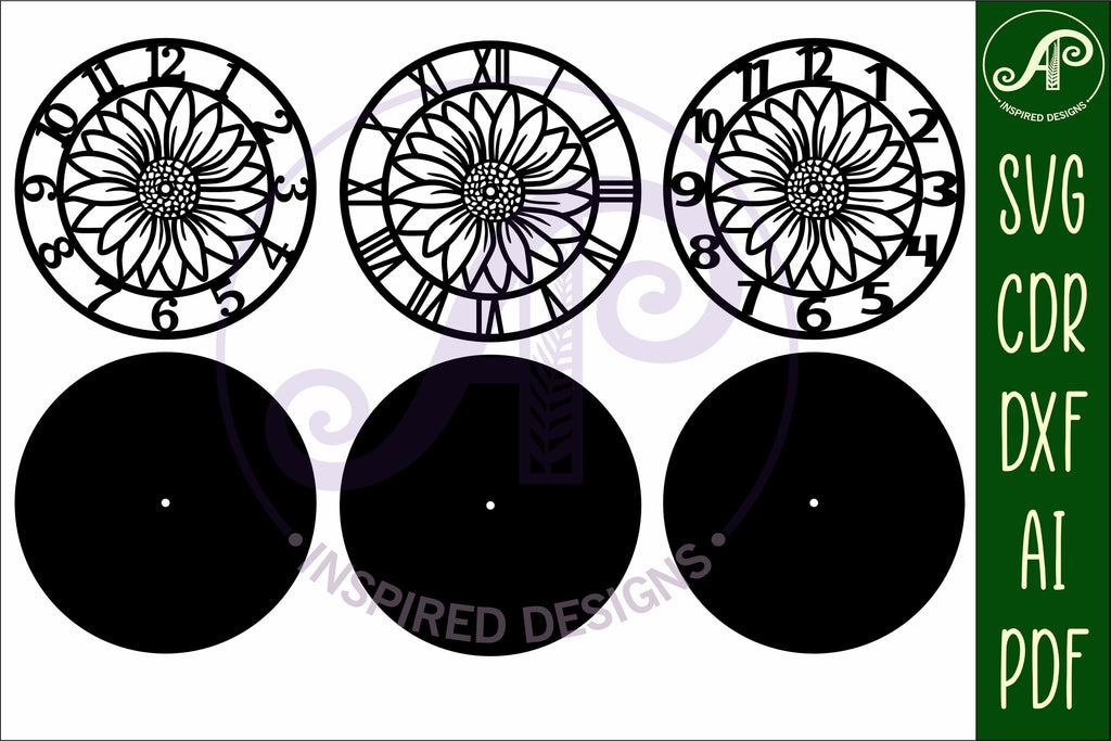 Daisy wall clock laser cut files, SVG file. vector - So Fontsy
