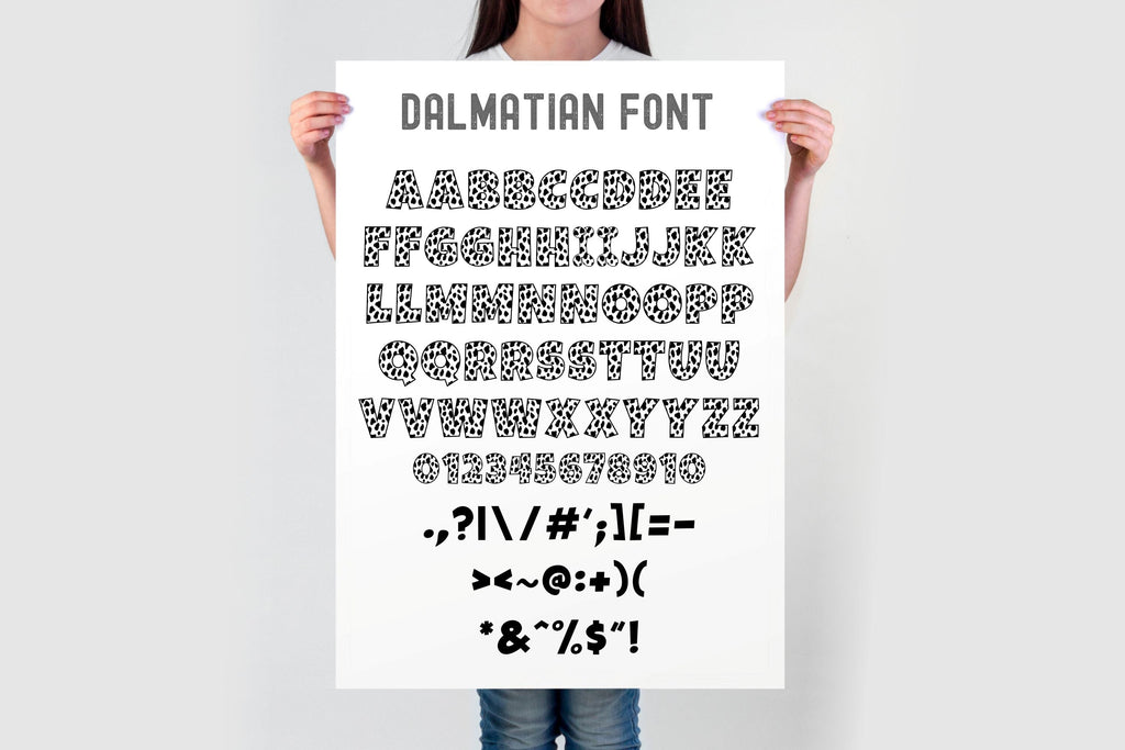 Dalmatian Font SVG, Installable Font, 101 Dalmatian Alphabet - So Fontsy
