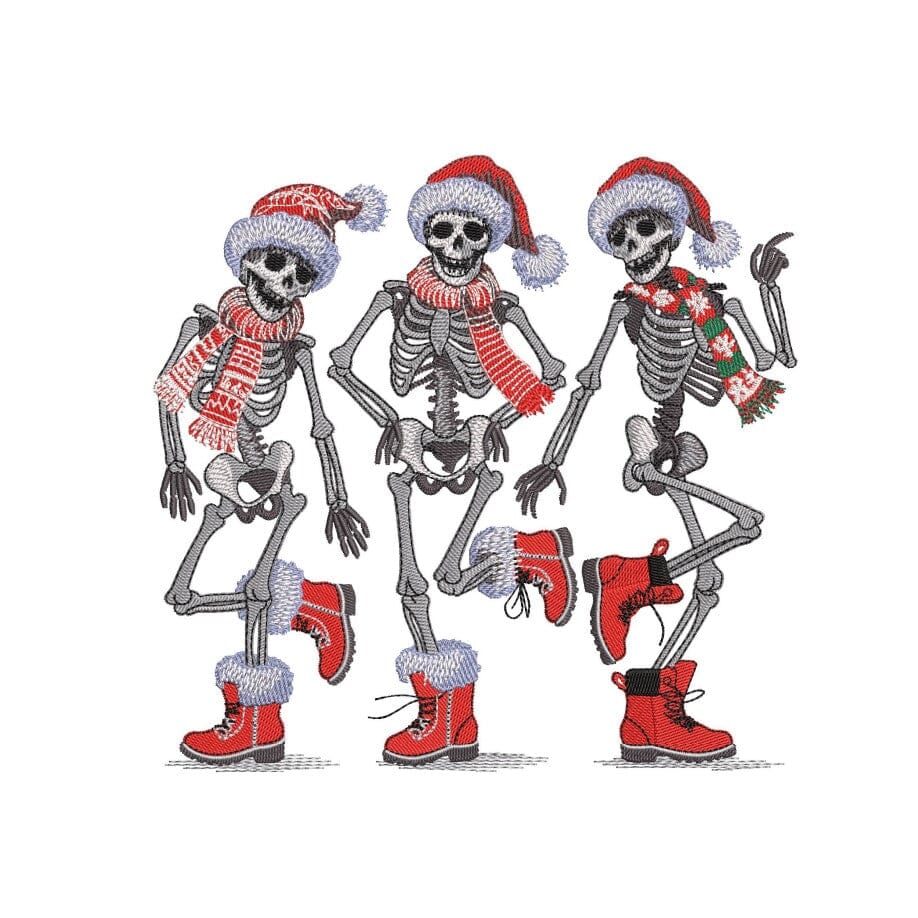 Dancing Skeletons Embroidery Design, Merry Christmas Embroidery File, 4 ...