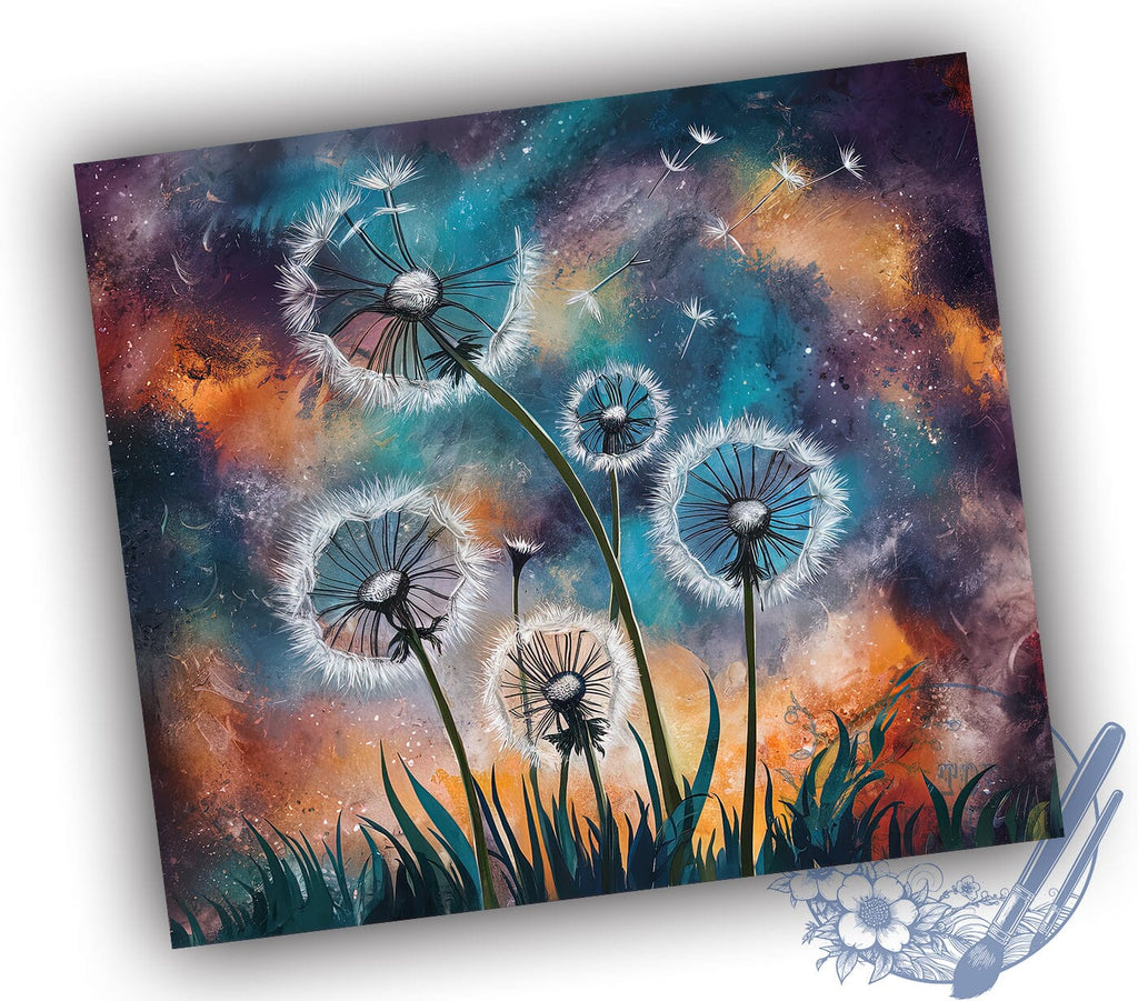 Dandelion 20oz Skinny Tumbler, Colorful Dandelions Tumbler Png ...