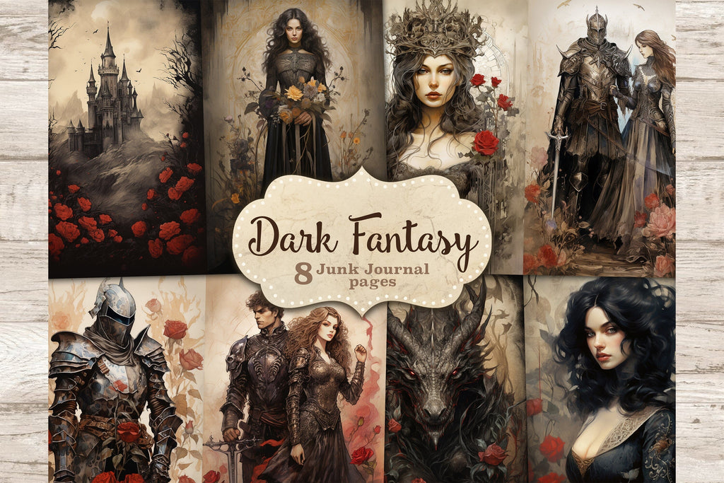 Dark Fantasy Junk Journal Pages | Diary Paper - So Fontsy