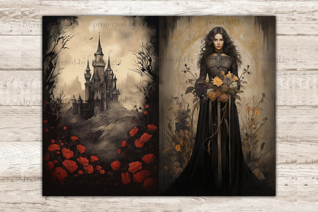 Dark Fantasy Junk Journal Pages | Diary Paper - So Fontsy