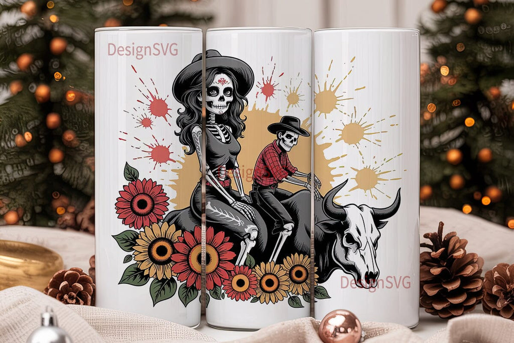 Day of the Dead Rodeo Tumbler Wrap - So Fontsy