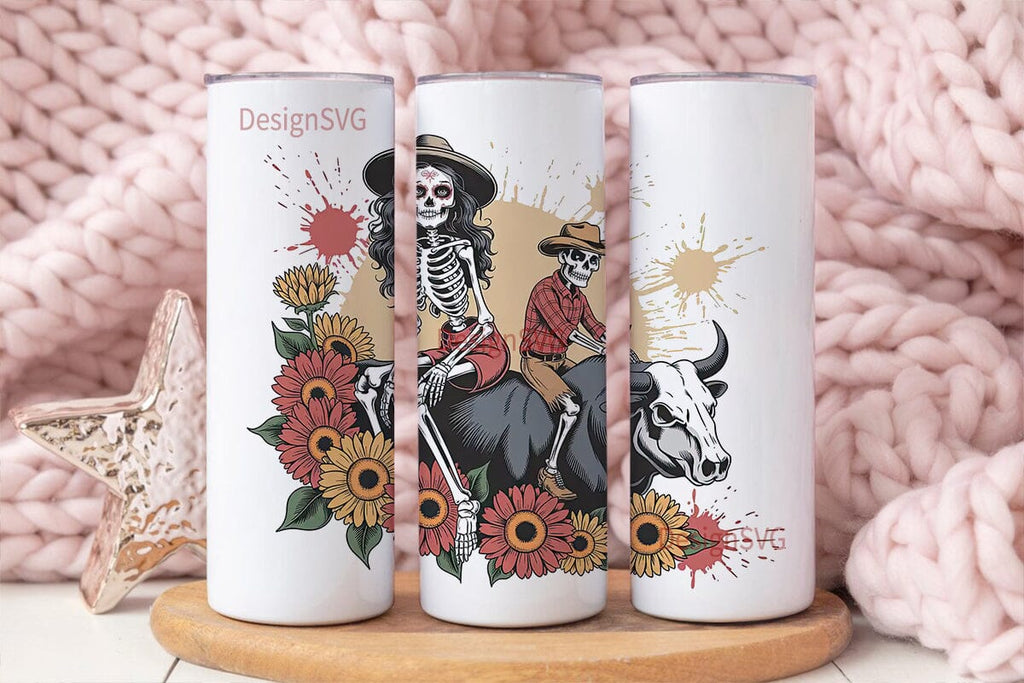 Day of the Dead Rodeo Tumbler Wrap - So Fontsy