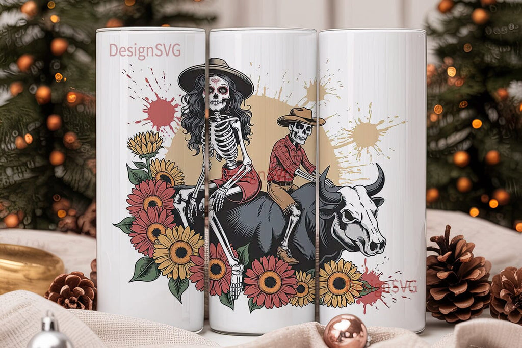 Day of the Dead Rodeo Tumbler Wrap - So Fontsy