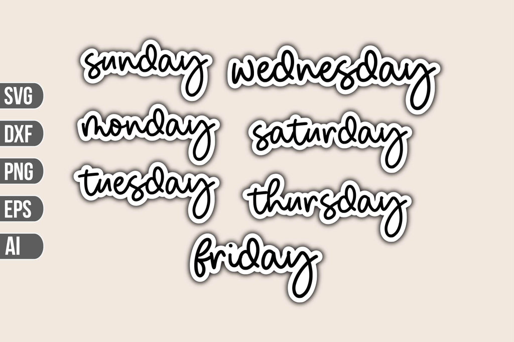 Days of the Week Week Stickers - So Fontsy