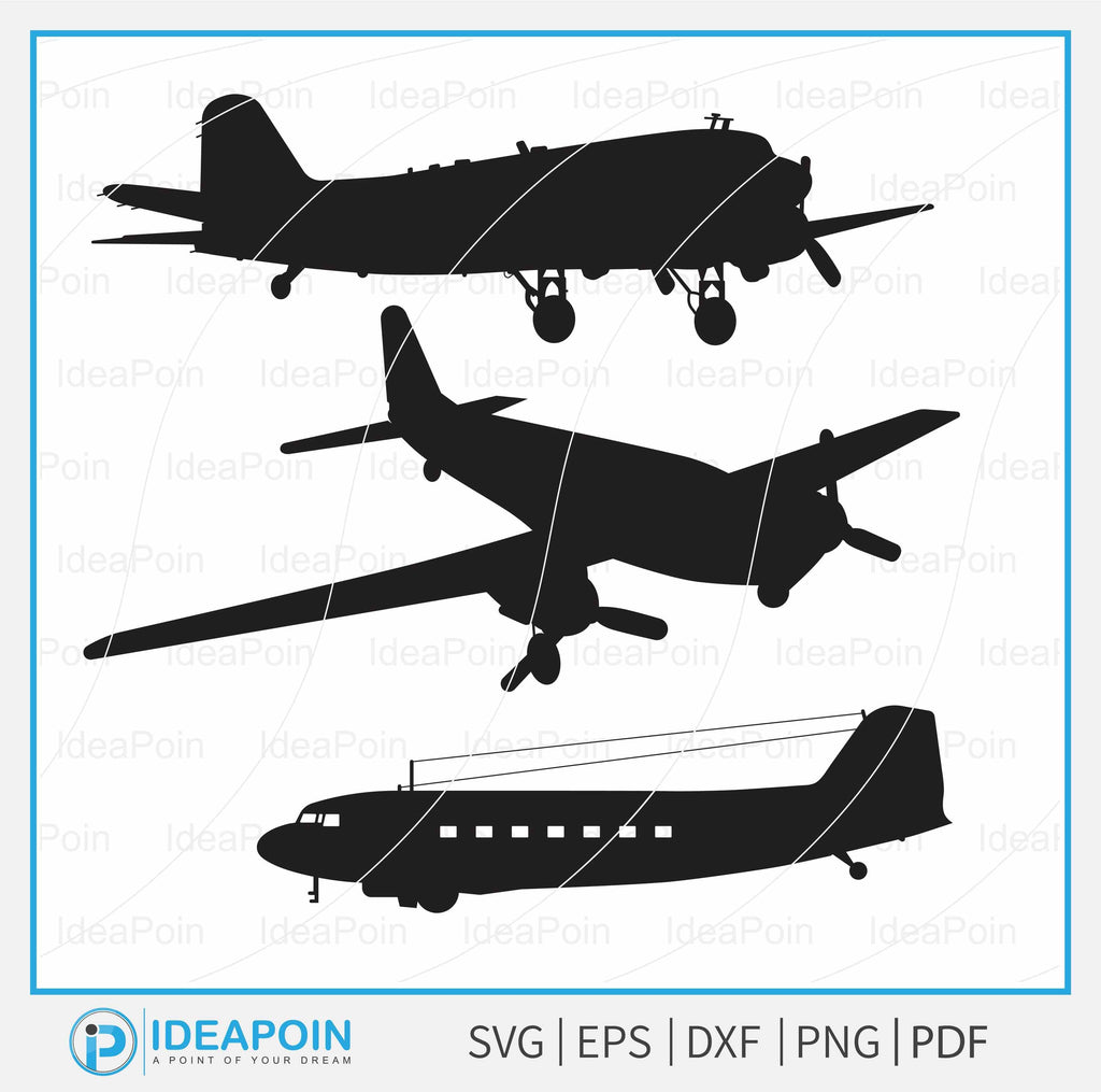 DC-3 Airplane svg, DC-3 Airplane vector, Douglas DC-3 Vector, Pilot ...