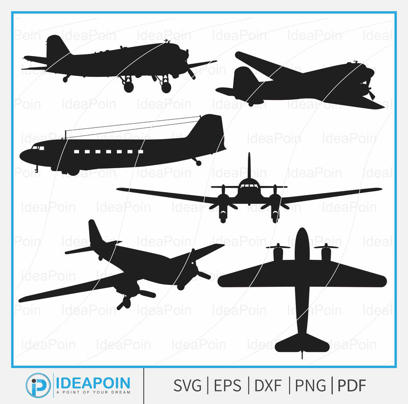 DC-3 Airplane svg, DC-3 Airplane vector, Douglas DC-3 Vector, Pilot ...