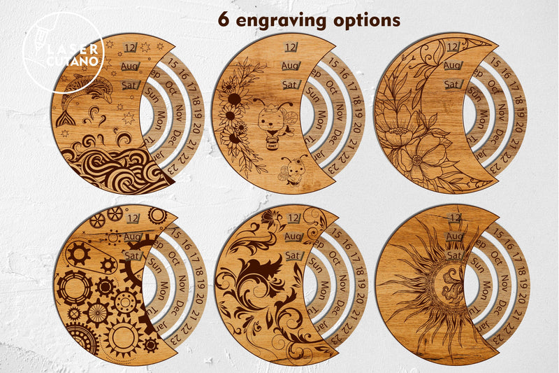 Decorative Calendar Set Template, Laser Cut Files - So Fontsy