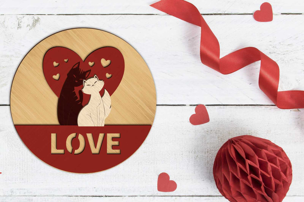 Decorative Love Wall Panels, Multilayer Templates, Paper Cut and Wood ...