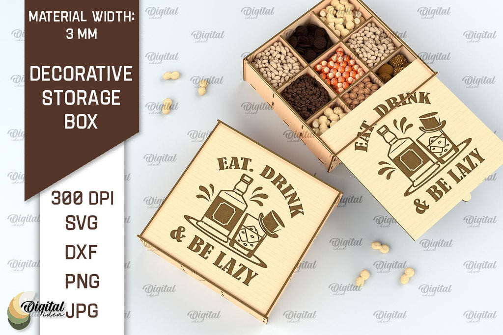 Decorative Storage Box Laser Cut. 3D Gift Box SVG - So Fontsy