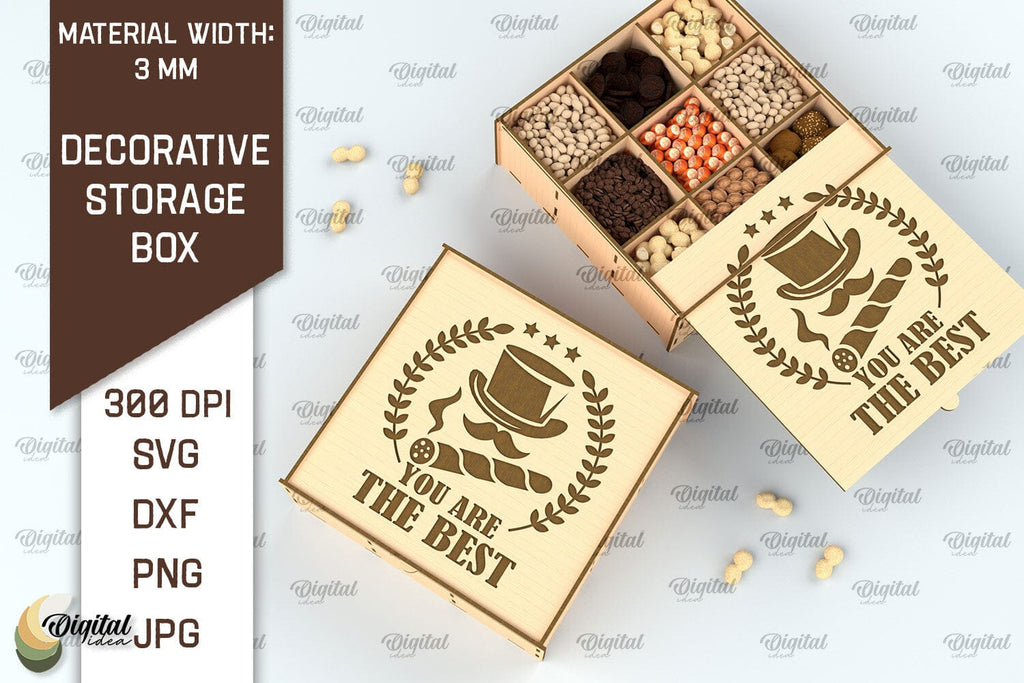 Decorative Storage Box Laser Cut. 3D Gift Box SVG - So Fontsy