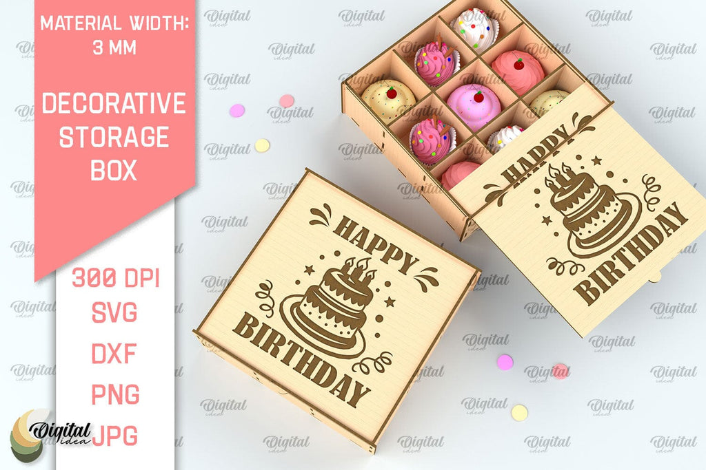 Decorative Storage Box Laser Cut. 3D Gift Box SVG - So Fontsy