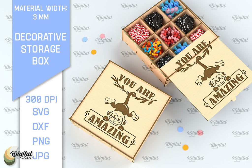 Decorative Storage Box Laser Cut. 3D Gift Box SVG - So Fontsy