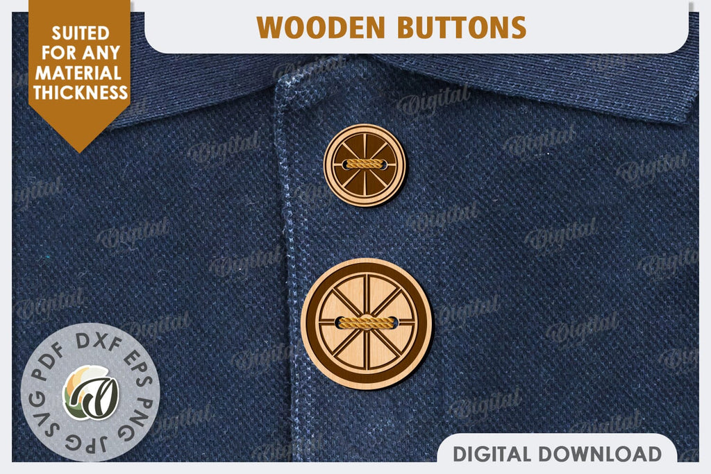 Decorative Wooden Buttons Laser Cut. Engraved Buttons - So Fontsy
