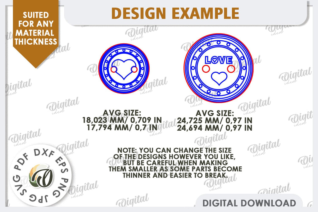 Decorative Wooden Buttons Laser Cut. Engraved Buttons - So Fontsy