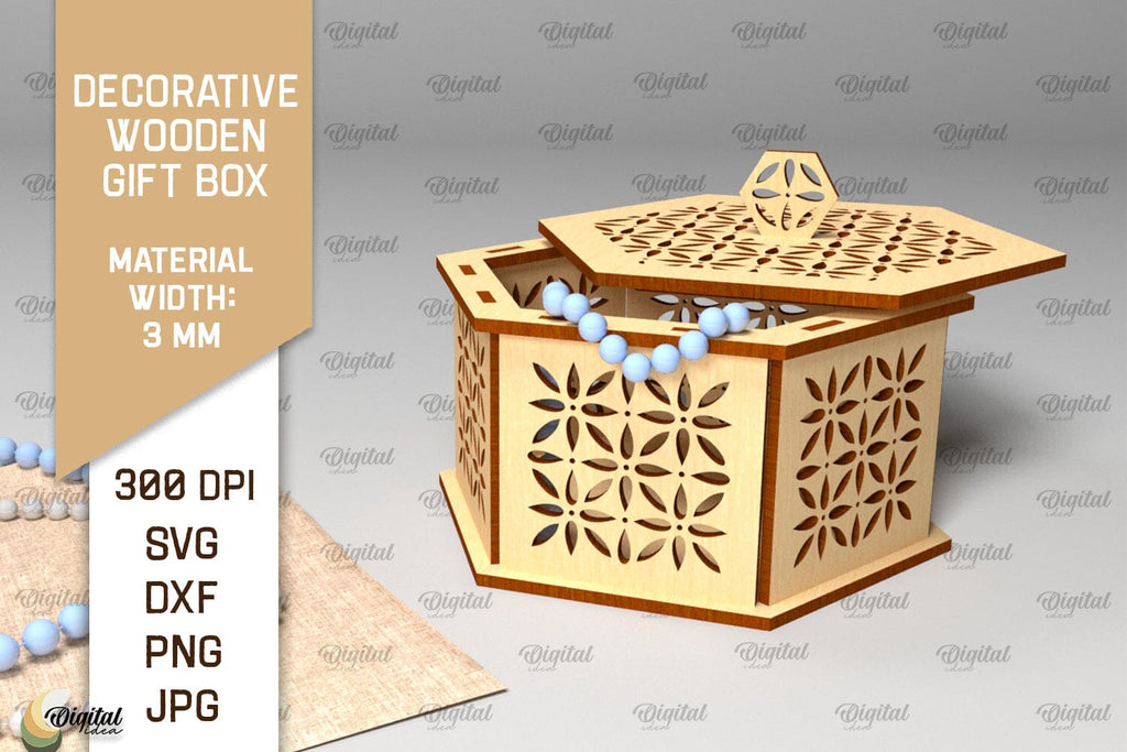 Decorative Wooden Gift Box Laser Cut. 3D Storage Box SVG - So Fontsy