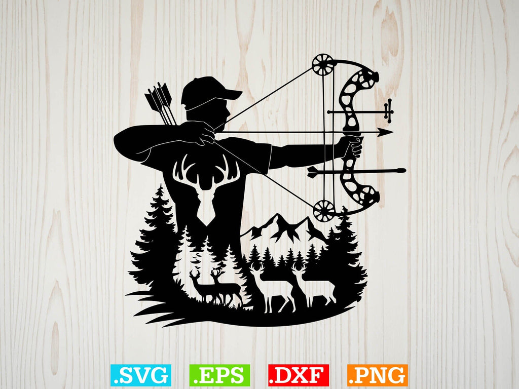 Deer Bow Hunting Svg File Bundle, Bow and Arrow Clipart - So Fontsy