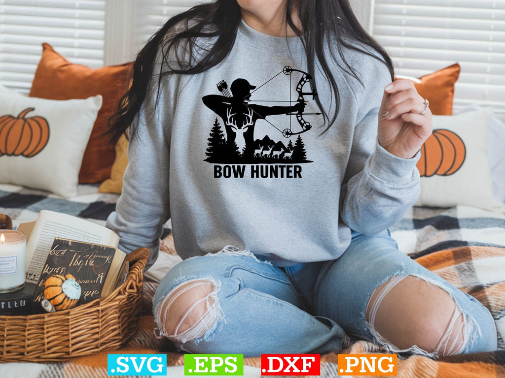 Deer Bow Hunting Svg File Bundle, Bow and Arrow Clipart - So Fontsy
