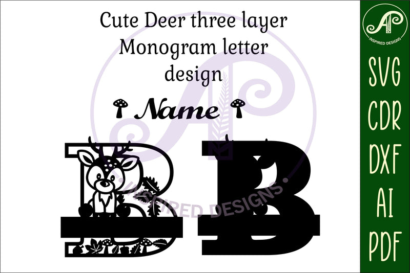 Deer Capital Monogram Letter B SVG - So Fontsy
