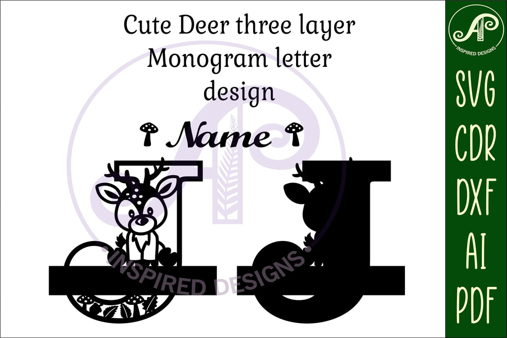 Deer Capital Monogram Letter J SVG - So Fontsy