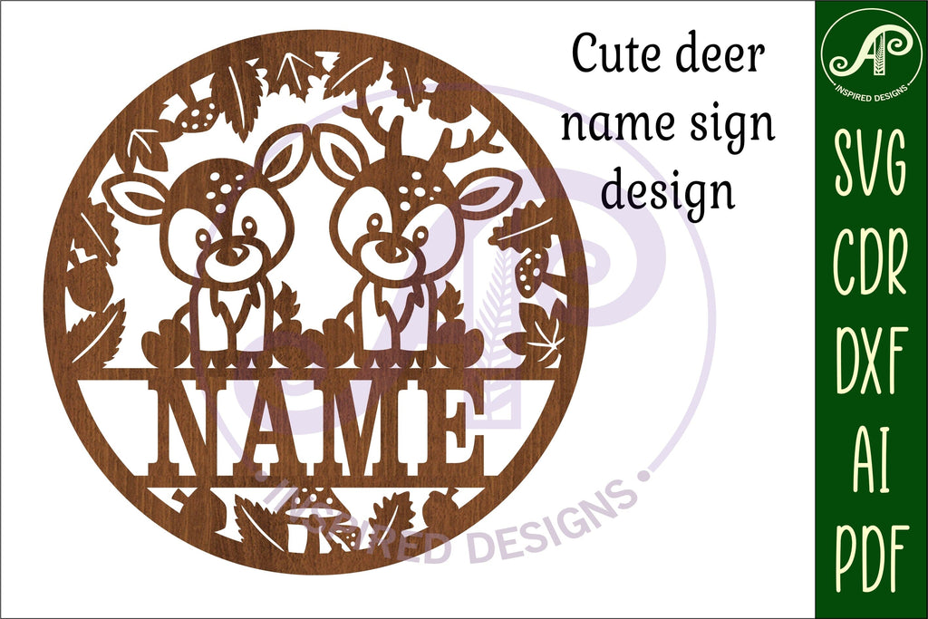 Deer name sign svg laser cut template - So Fontsy