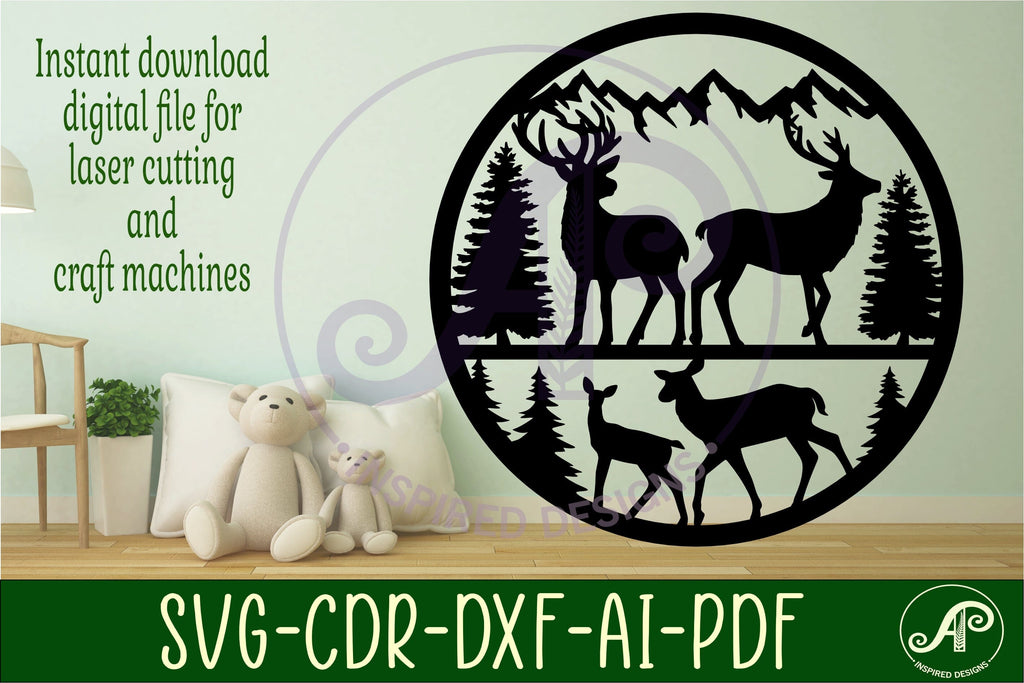 Deer wall sign svg laser cut file - So Fontsy