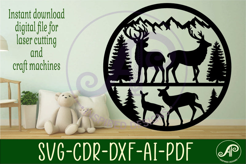 Deer wall sign svg laser cut file - So Fontsy
