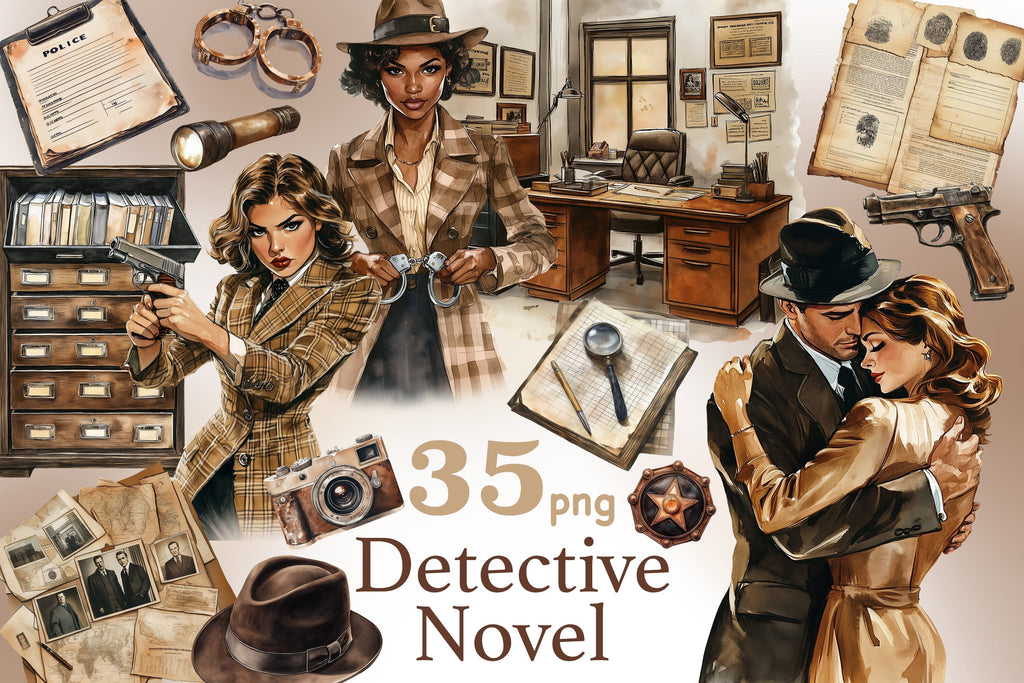 Detective Clipart | True Crime PNG Bundle - So Fontsy