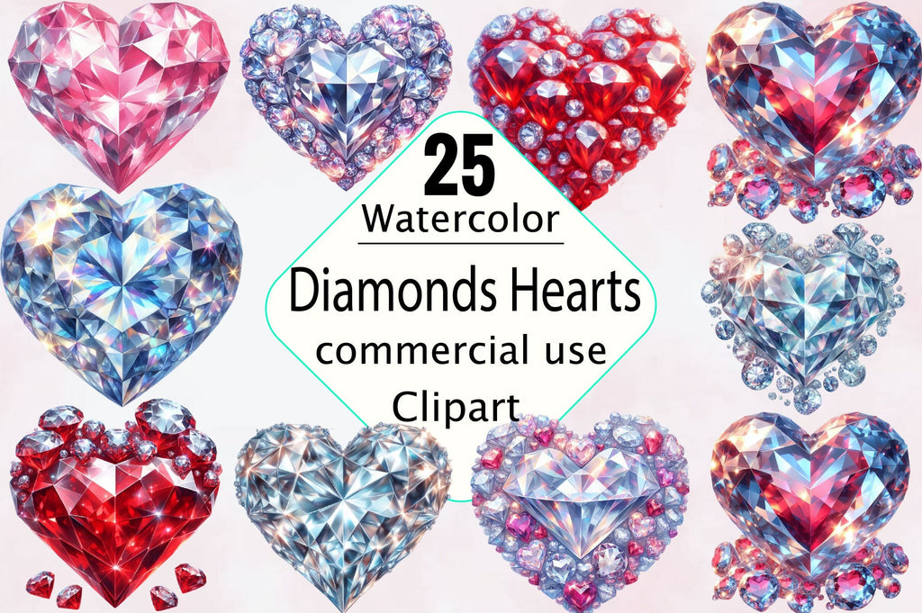 Diamonds Hearts PNG, Valentine's Day Bundle - So Fontsy